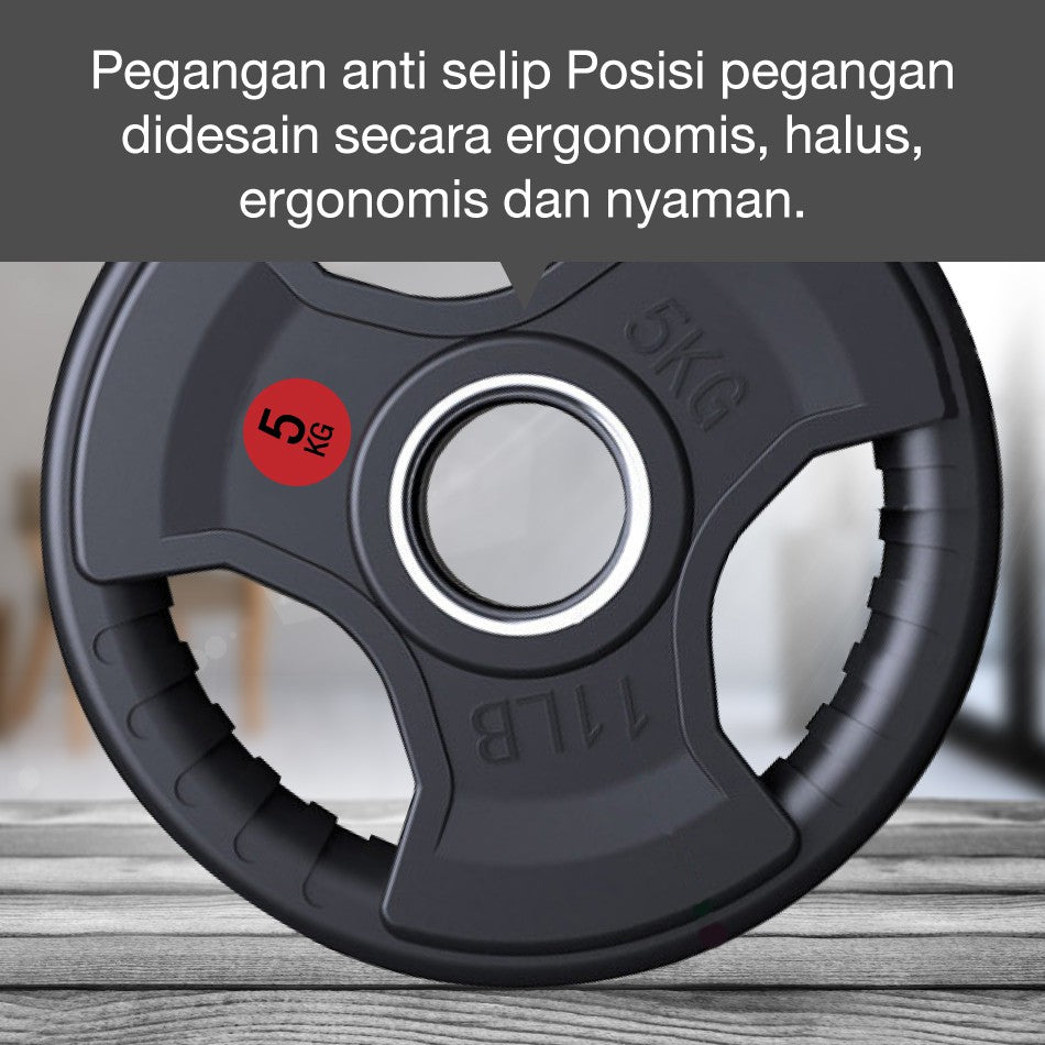 BG SPORT Rubberized Weight Plate Barbell Alat Olahraga Angkat Besi 10K ...