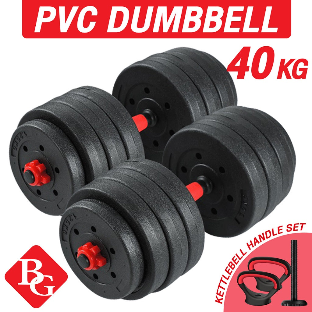 BG SPORT Dumbbell PVC Set 40 kg PVC Alat Olahraga Fitness Angkat Besi – BGSPORTS