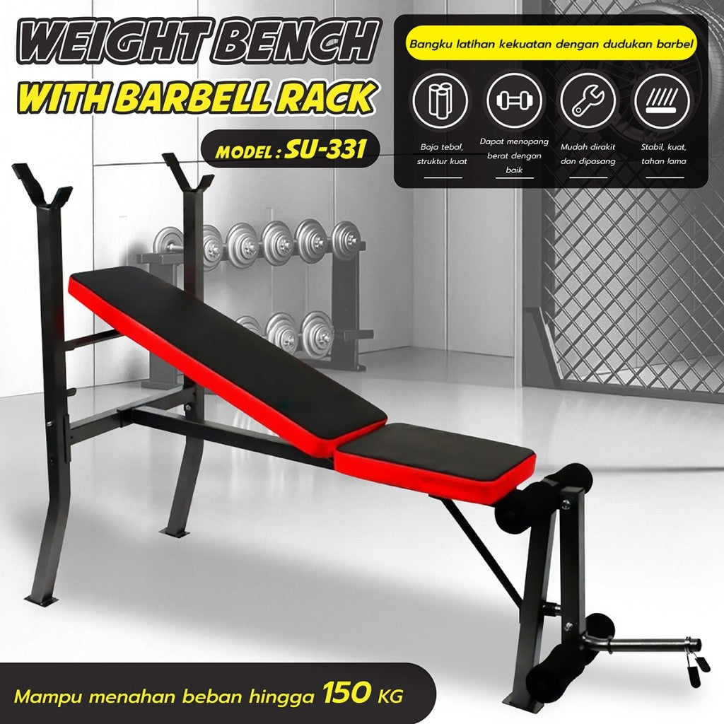 BG Sport Bangku Fitness Bench Press Lipat Multifungsi | Untuk Barbel ...